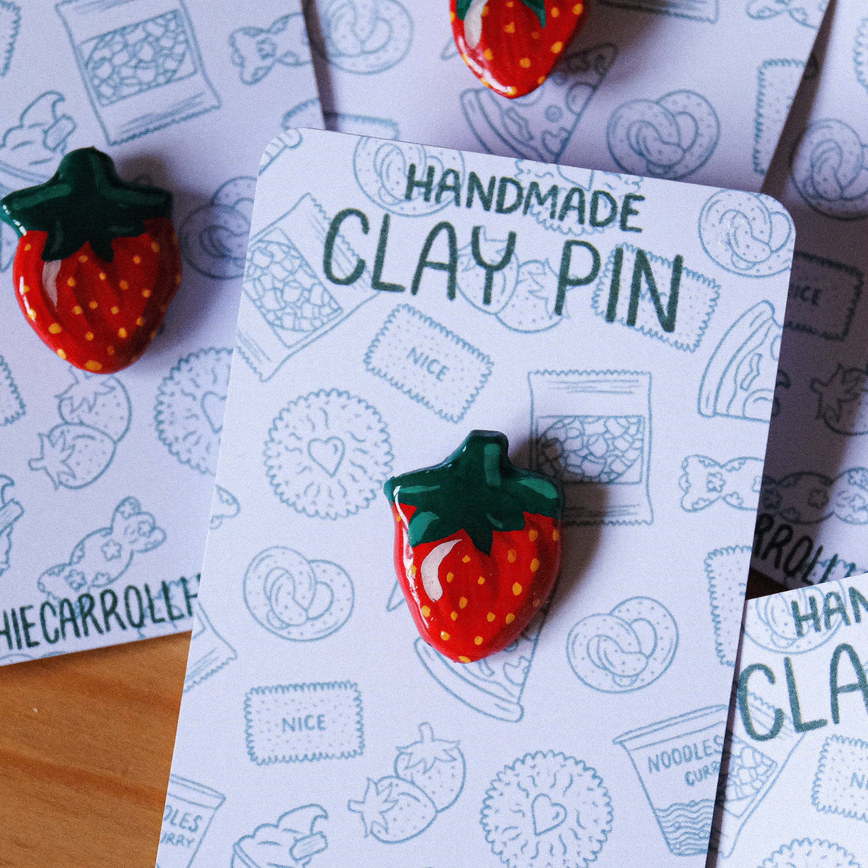 Handmade Clay Snack Pins: Pizza, Ice Cream, Noodles - Etsy