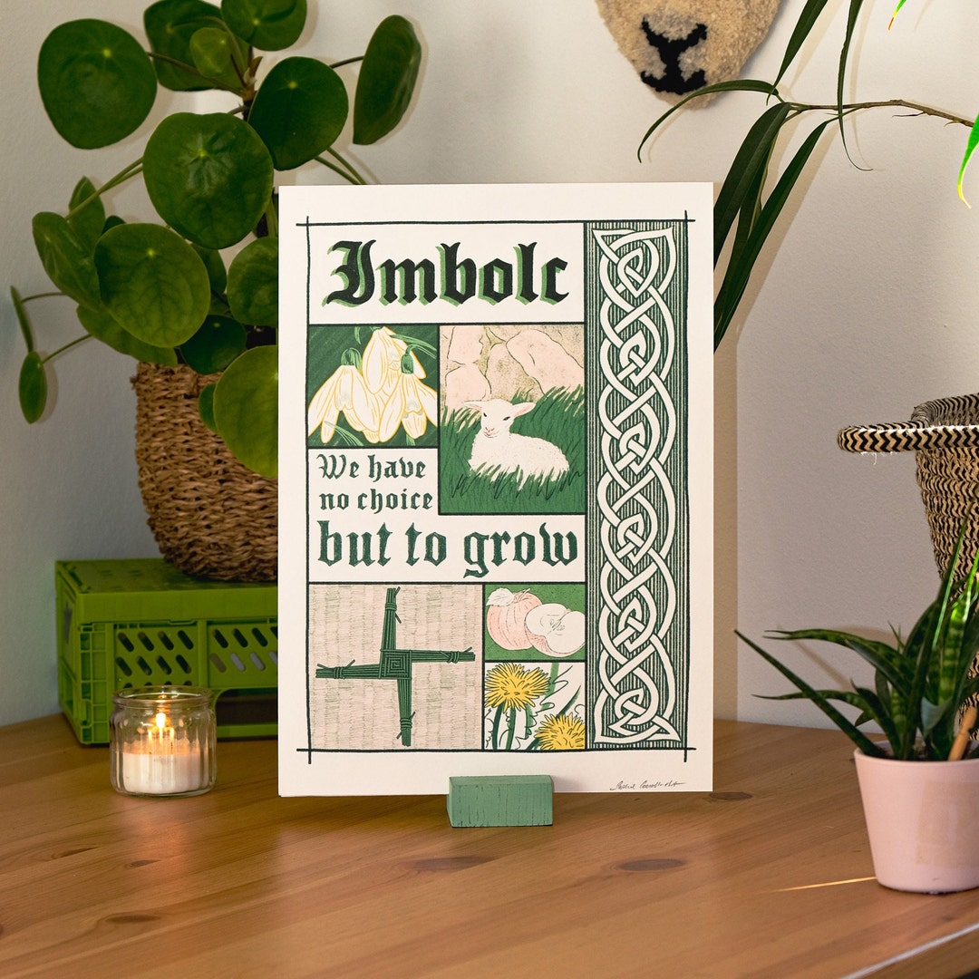 Imbolc Art Print: Celtic Knot, Brigid's Cross Illustration, Irish Home ...