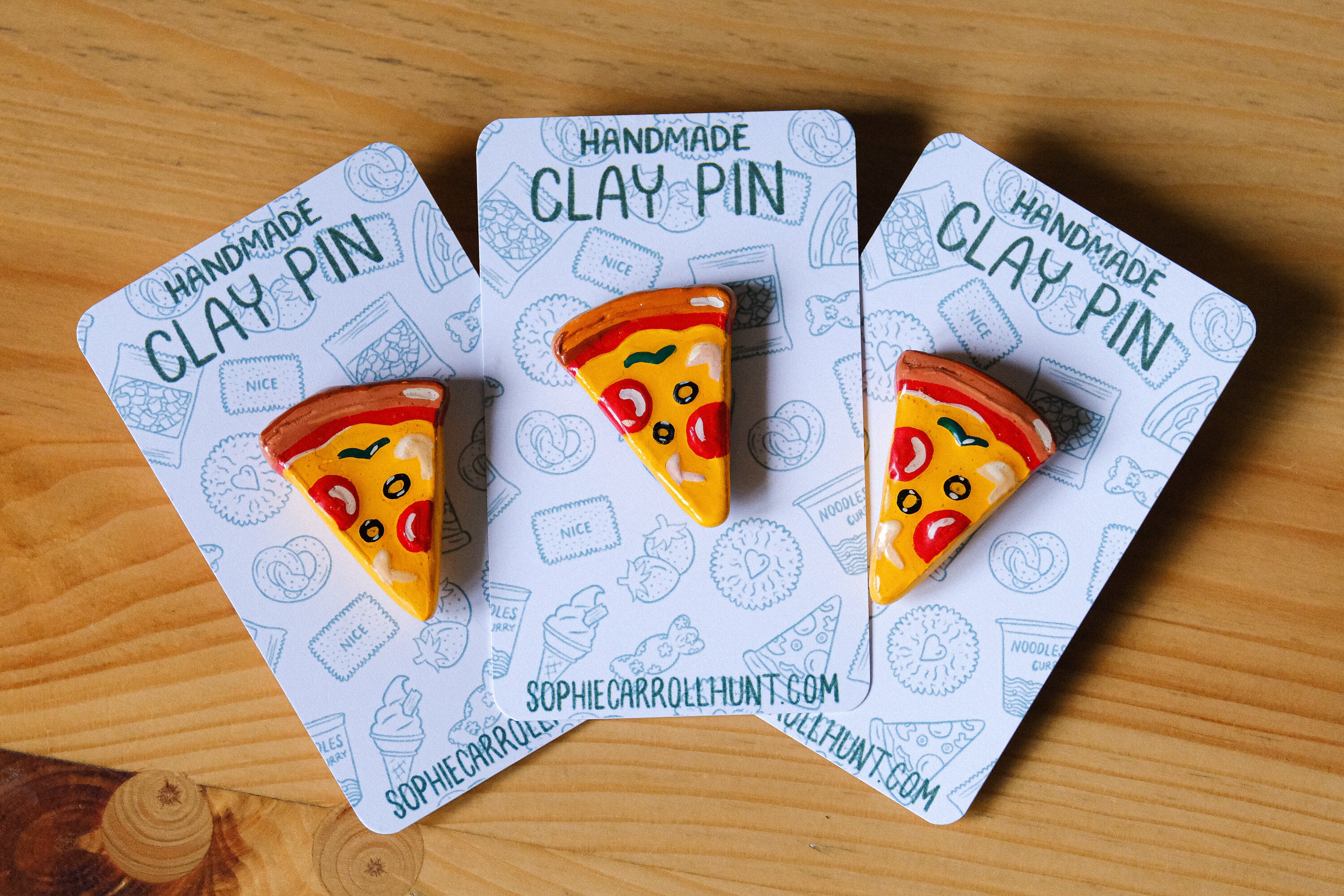 Handmade Clay Snack Pins: Pizza, Ice Cream, Noodles - Etsy