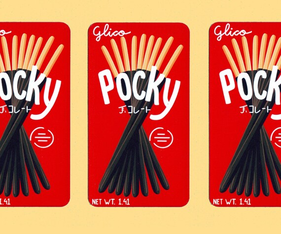 Pocky Vinyl Sticker With Rounded Corners Chocolate Biscuit | Etsy