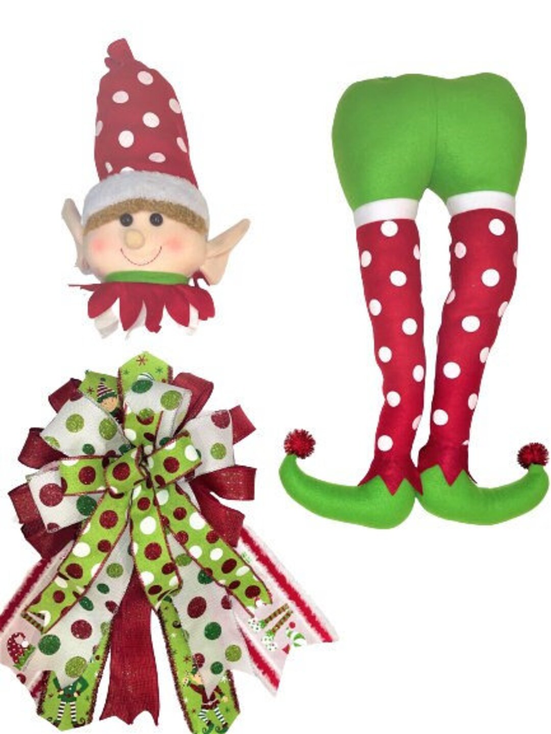 Wreath Kit, Elf Wreath Attachment With Bow, Whimsical Elf Attachment ...