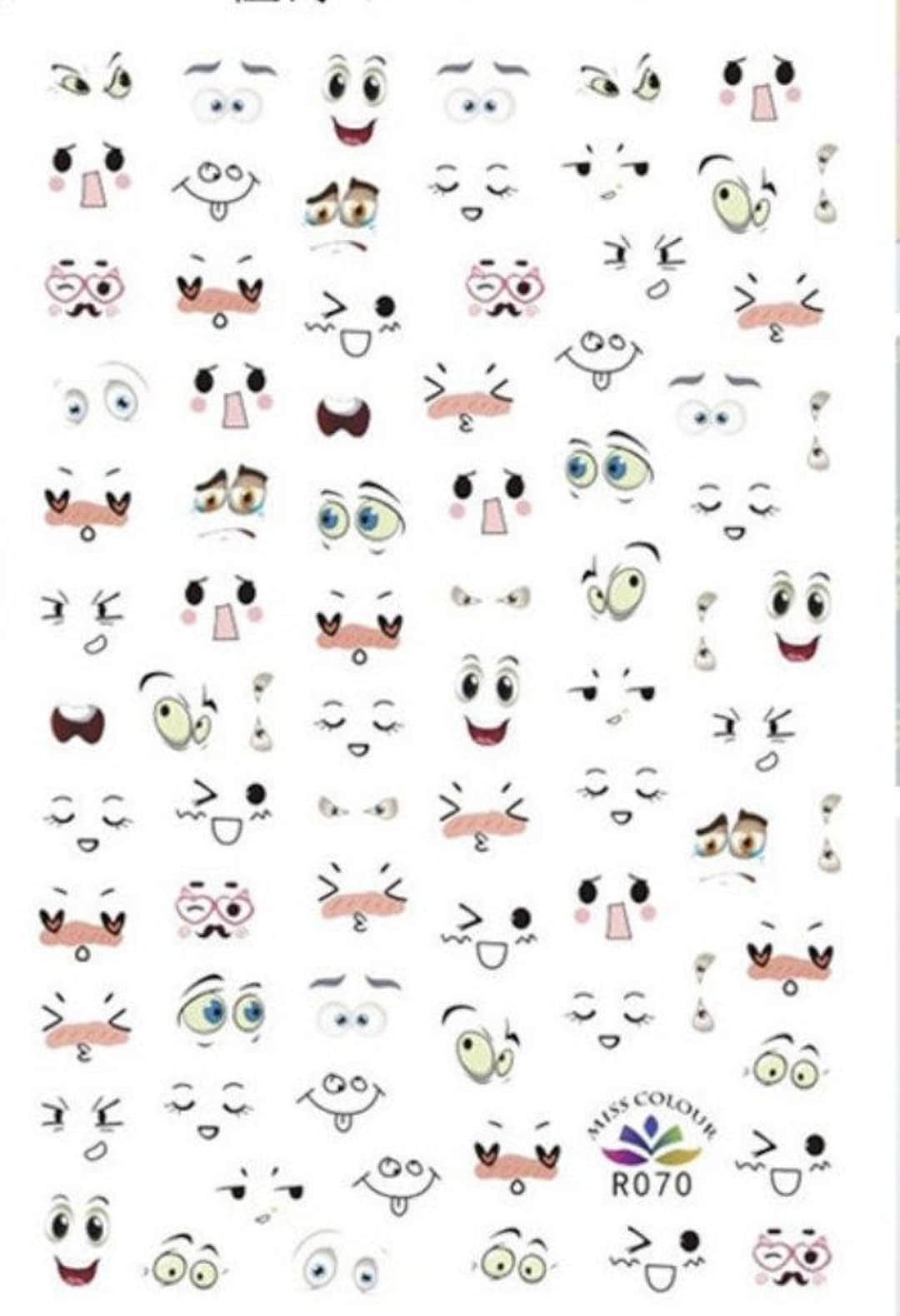 Smiley Face Emoji Emoticons Smile Self-Adhesive Nail Stickers - Etsy ...