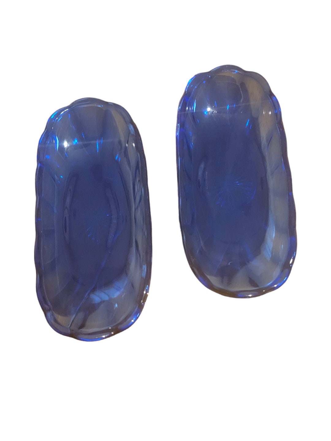 Vintage Cobalt Blue Glass Oval Plates 'old Williamsburg' by Imperial ...