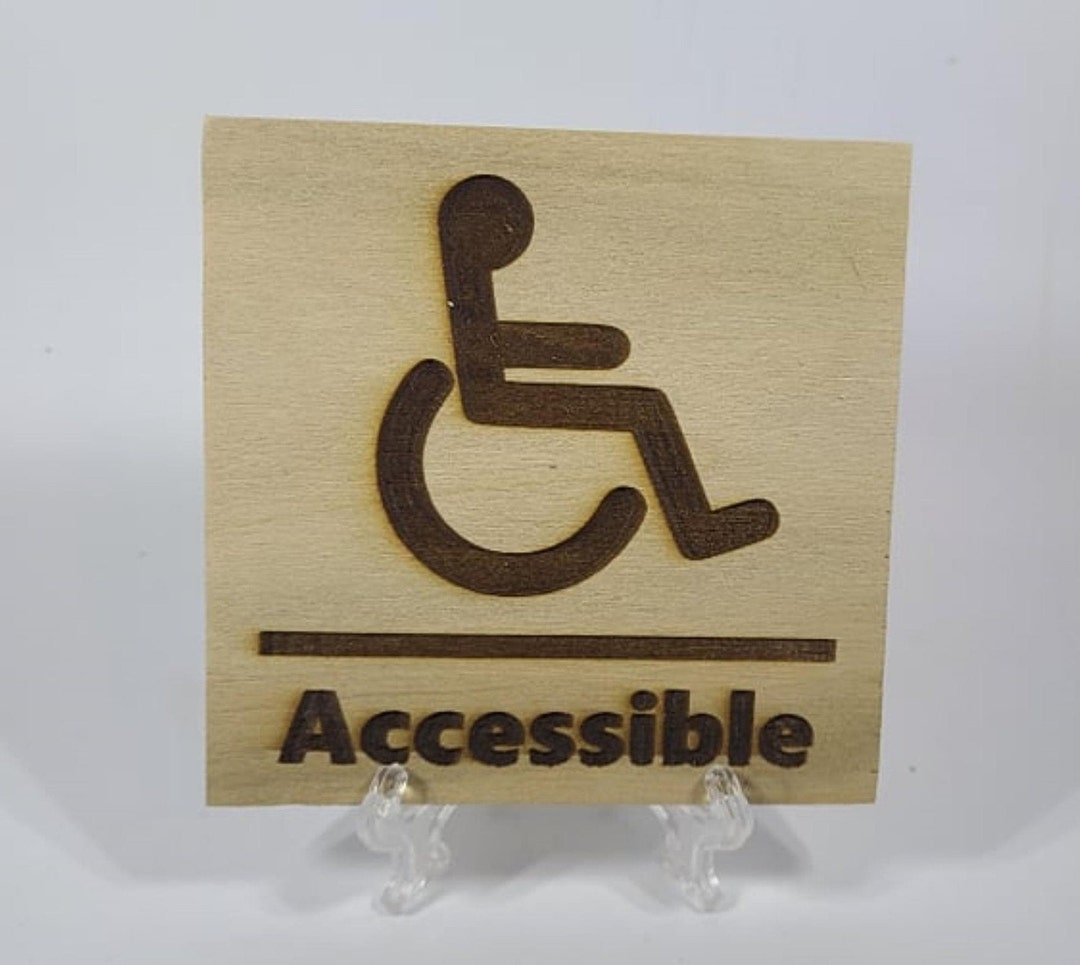Laser Engraved Wooden Handicap Accessible Sign for Home/business Indoor ...