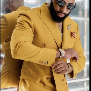 Vastraas New Stylish Partywear Formal Tuxedo Suits for Men in Mustard ...