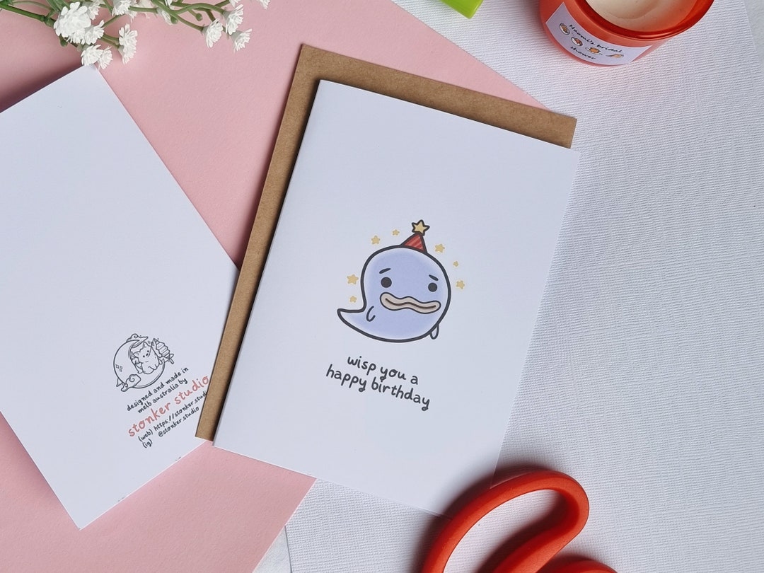 Wisp Birthday Greeting Card || Acnh Animal Crossing New Horizons - Etsy