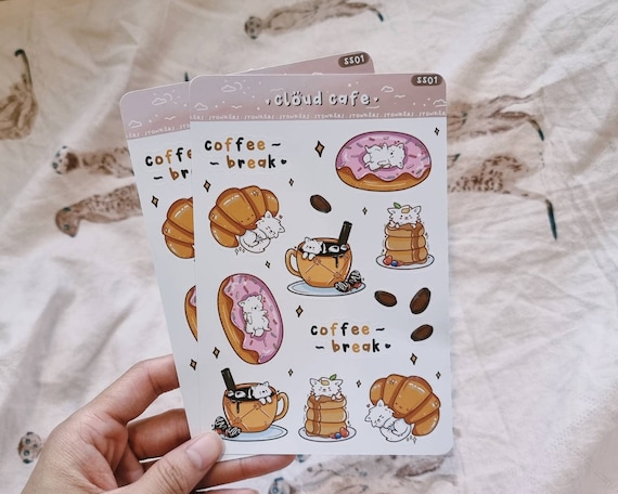 White Dog in Bakery Sticker Sheet for Bujo Cloud Cafe - Etsy
