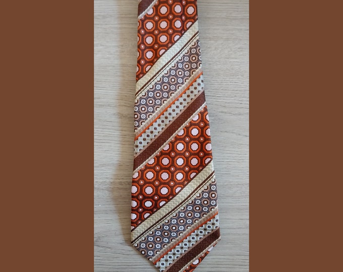 70s Vintage Large Necktie, Diolen Men's Tie, Mid-century Brown Groovy ...