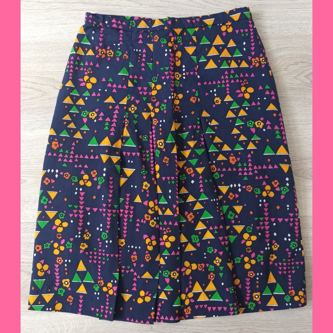 60s Vintage Pleated Skirt: Colorful Retro Modette Fashion - Etsy