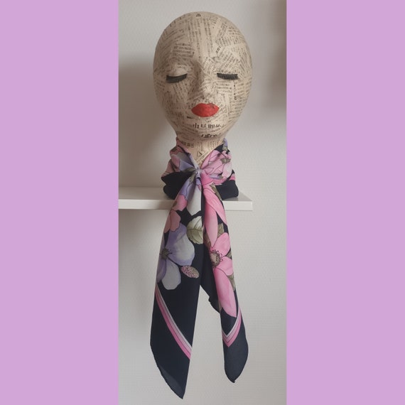 Vintage 60s flowers scarf, vintage shawl, mod scarf, … - Gem