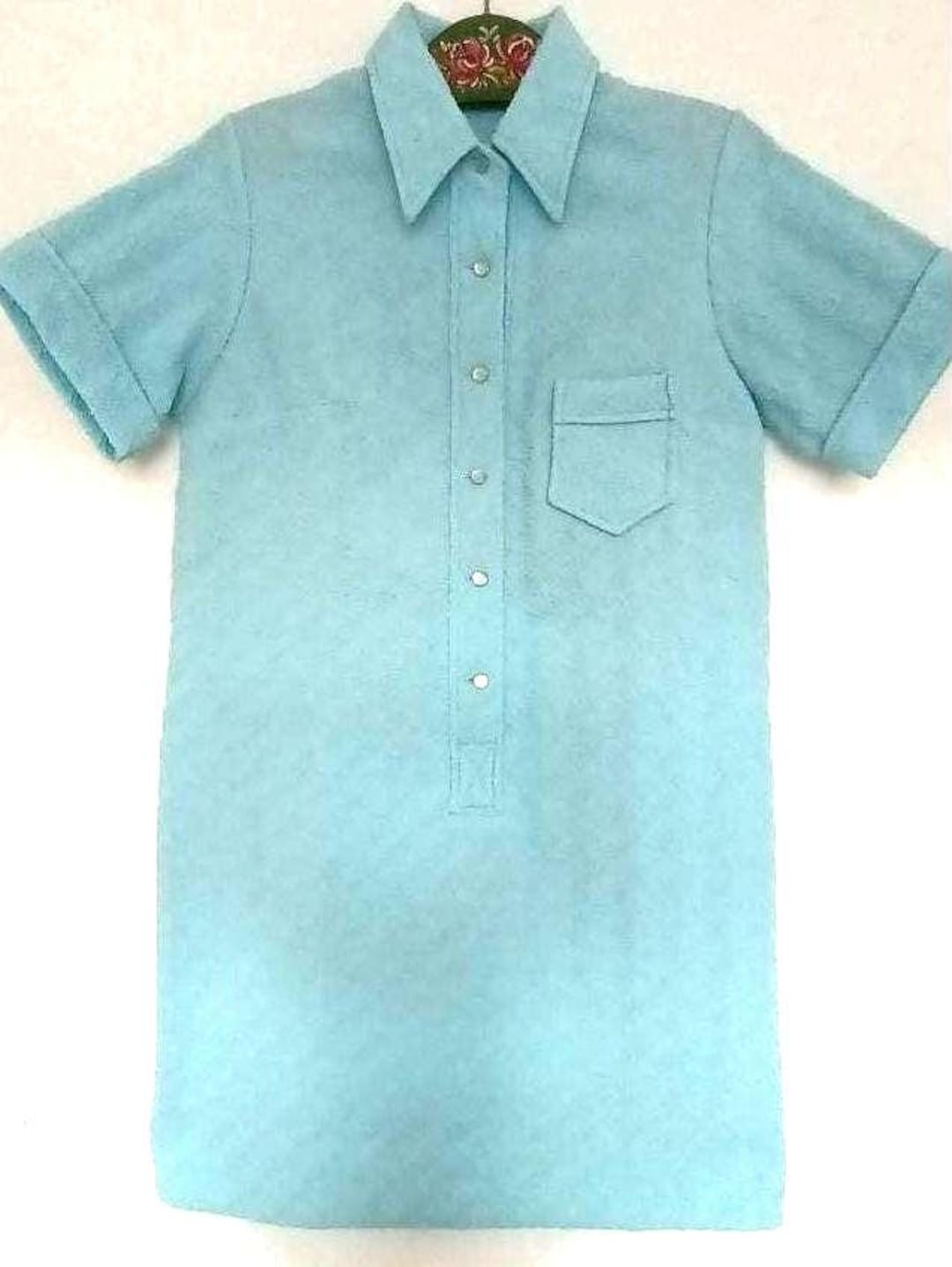 Vintage 60s Mod Trevira Dress: Baby Blue Collared Shirt Dress - Etsy