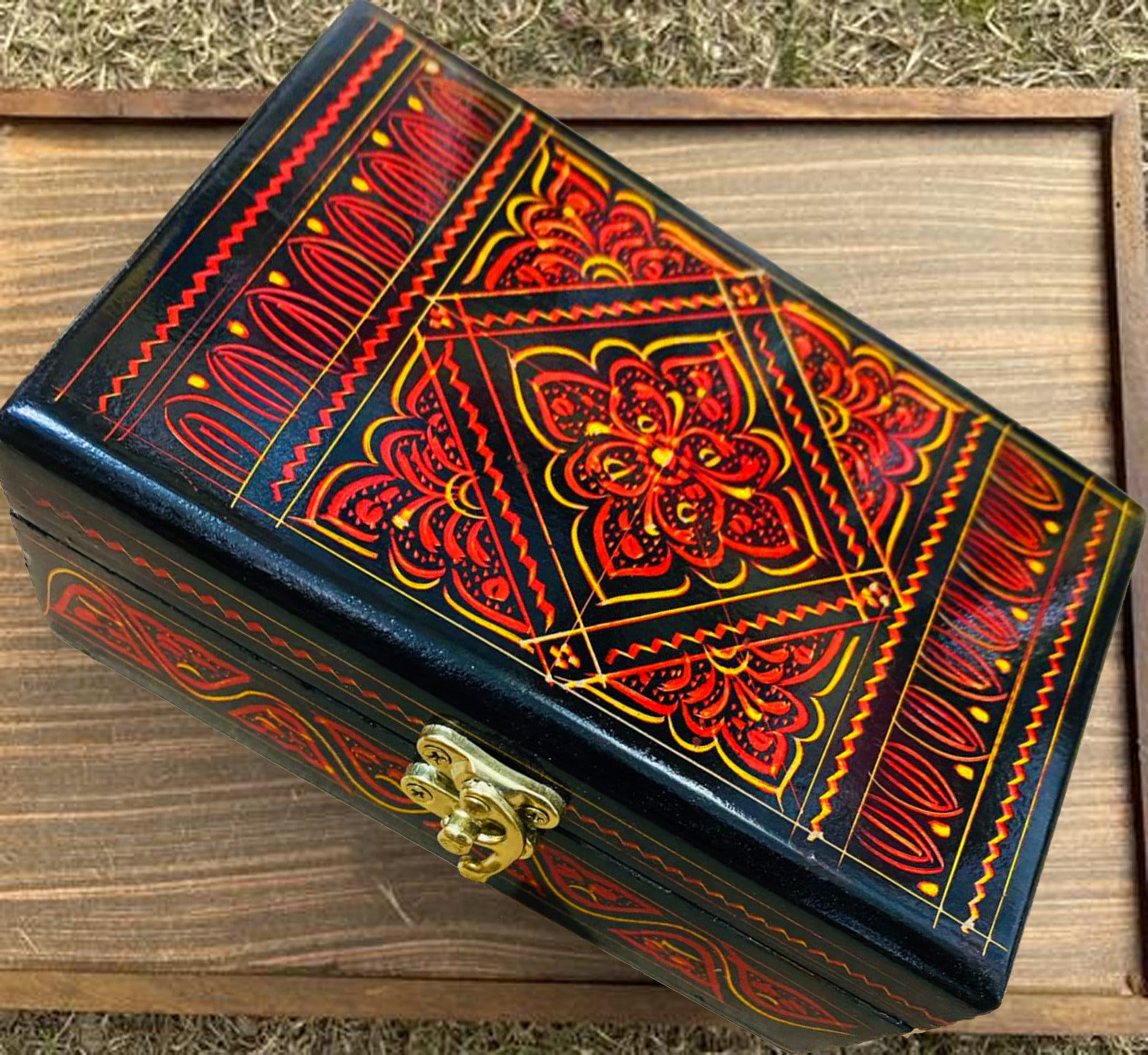 WOOD STASH BOX Antique Stash Box Hand Painted Unique | Etsy