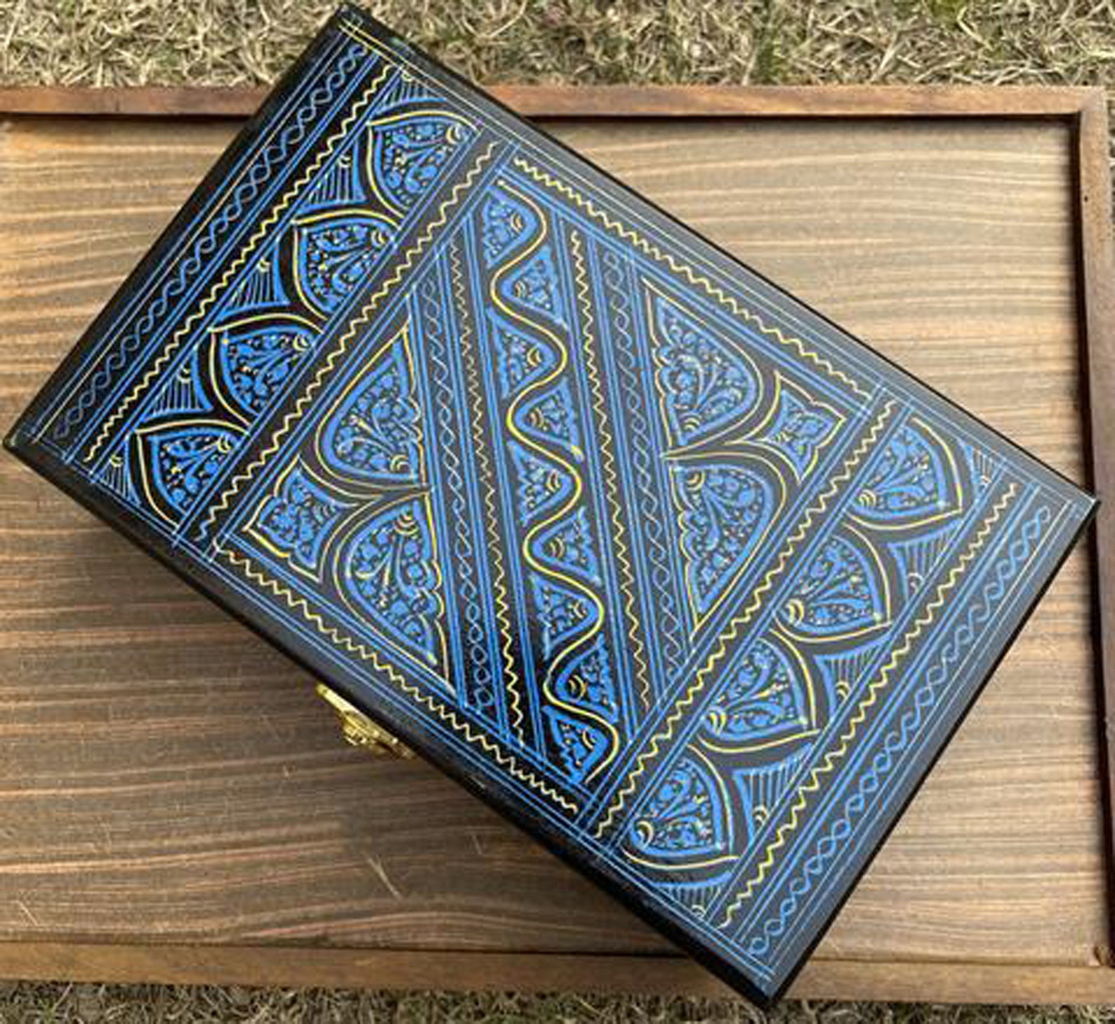 WOOD STASH BOX Antique Stash Box Hand Painted Unique | Etsy