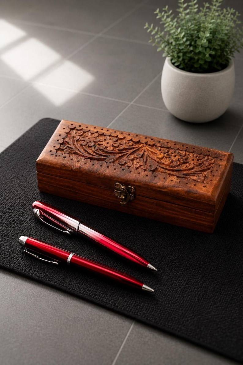 Personalized Rosewood Pen Box, Engraved Wooden Case, Velvet Lined ...