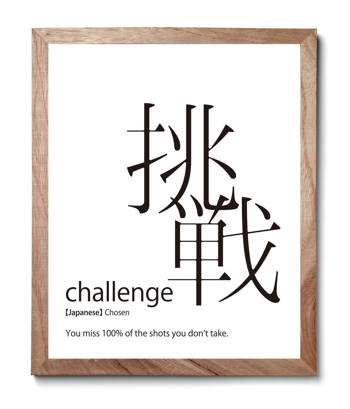 Japanese Kanji challenge Quote Inspirational Wall Art, Instant Download ...