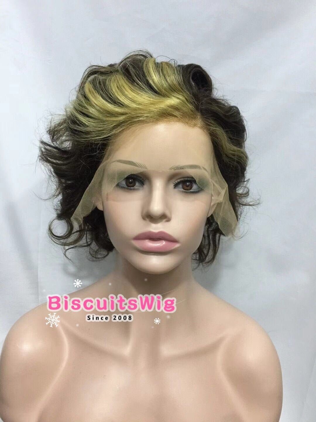 BISCUITS Curly Pixie Wig Lace Front Human Hair Wigs Human Hair Pixie ...
