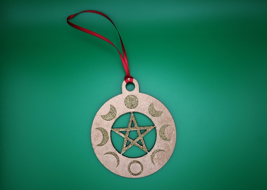 Pentacle With Moon Phases Christmas/yule Tree Decoration - Etsy