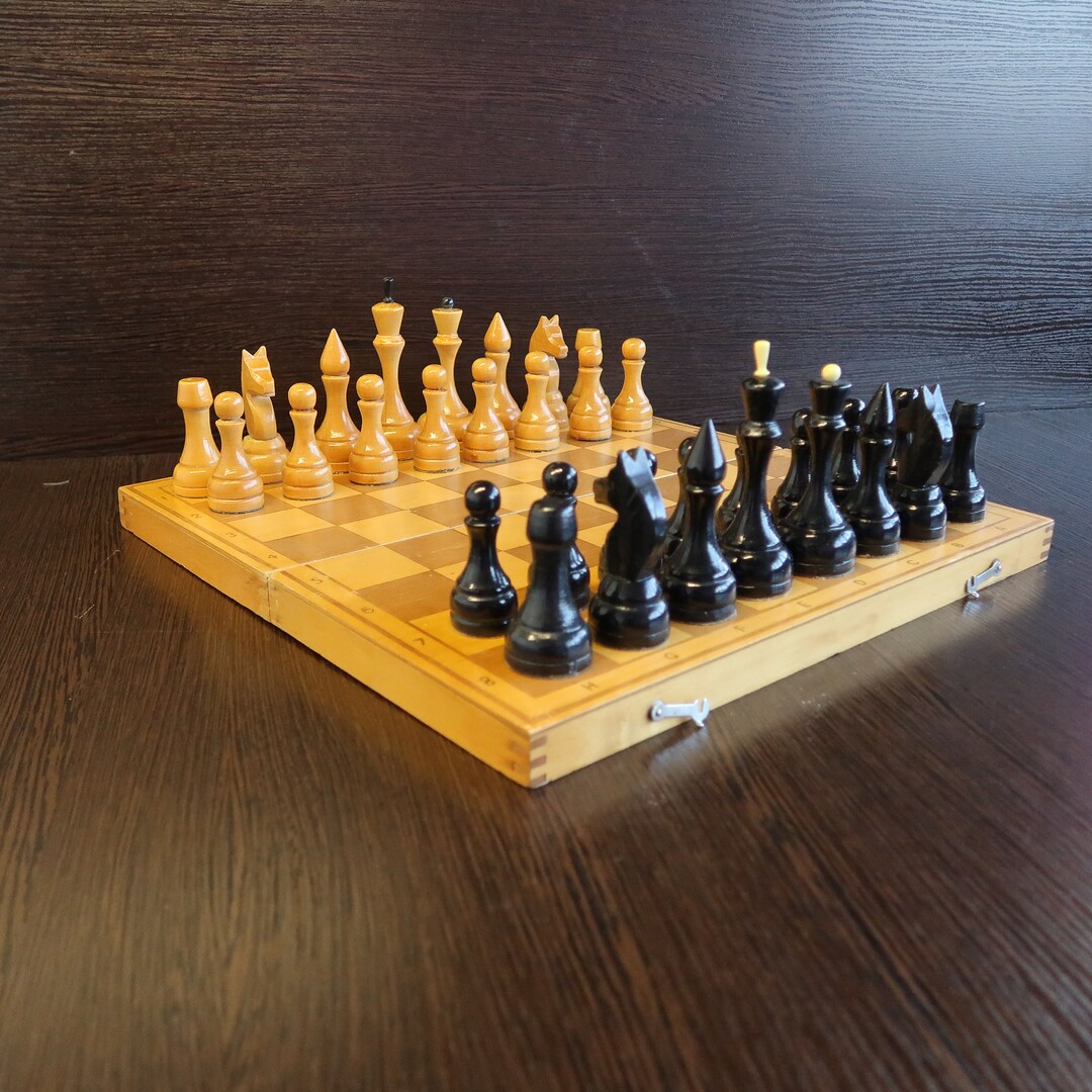 Made 1980 Big Old Chess Set With Board 15.75 Inches Soviet Solid ...