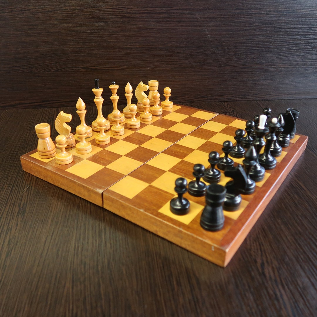 Vintage Chess Wooden Set Russian Solid Soviet Vintage All Original ...