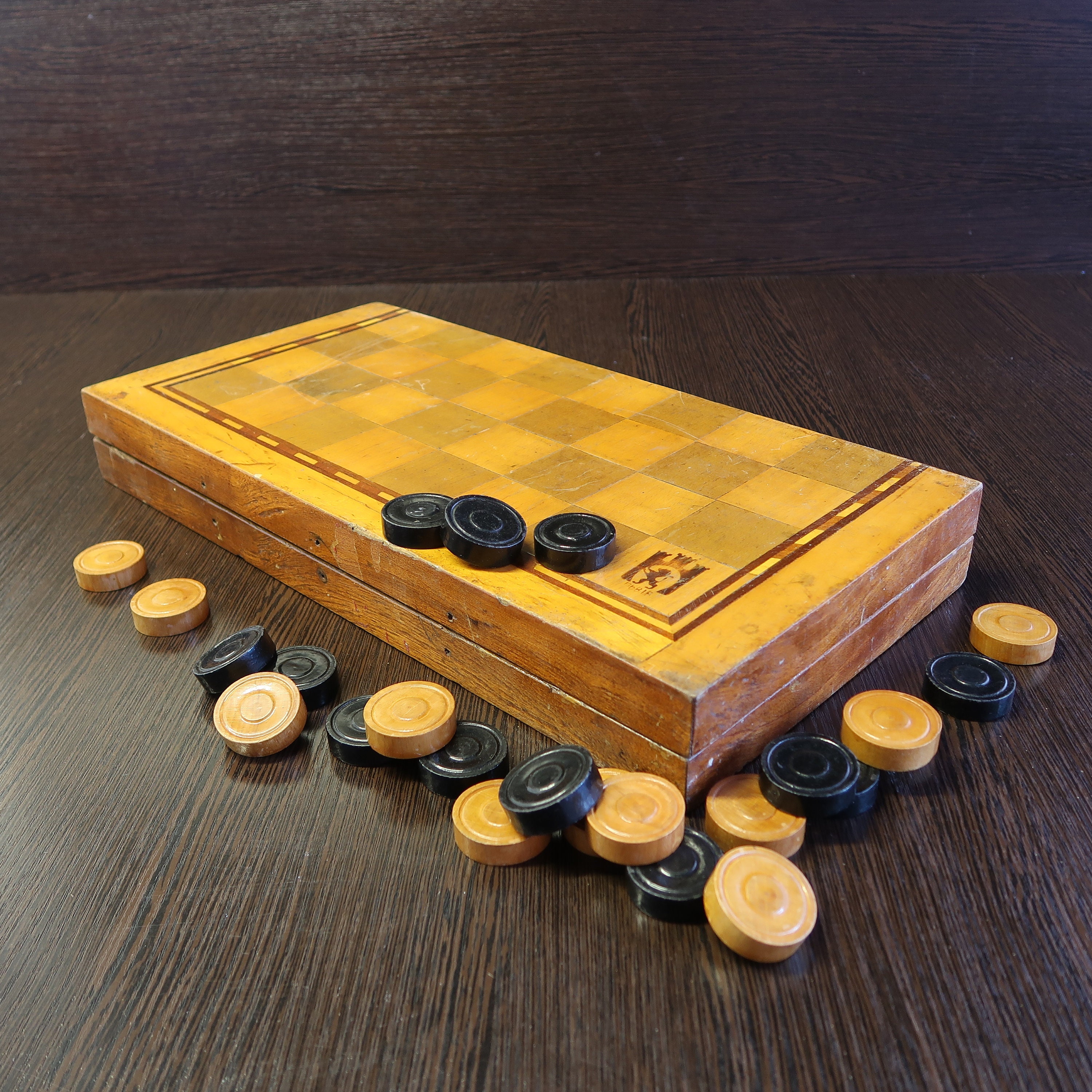 Old Soviet Wooden Checkers Made 1950s With Board 1654 Inches - Etsy