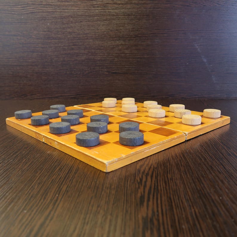 Vintage Wooden Checkers Set: USSR Antique Game, 1972 - Etsy