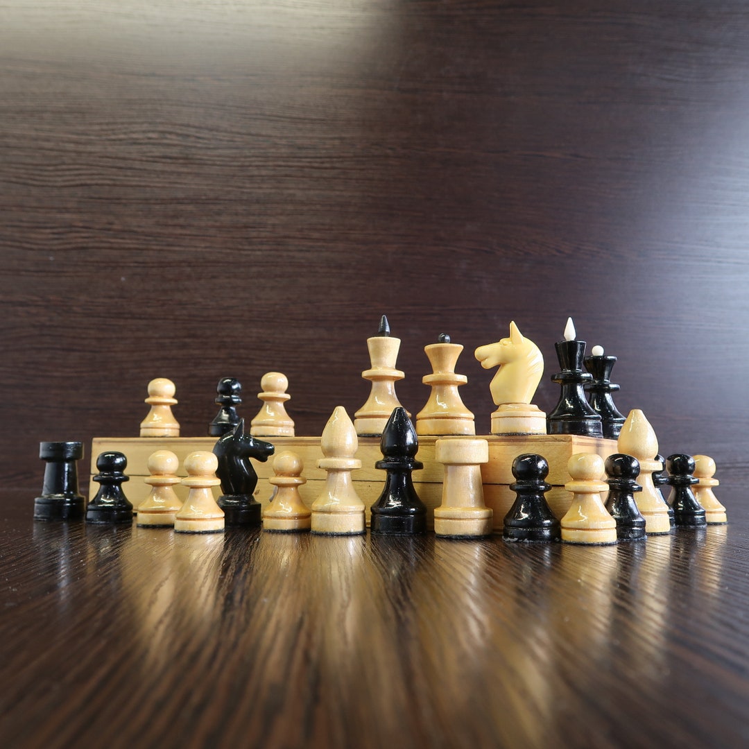 Classic Chess Set, 1970s Wooden Chess With a Board Vintage Chess Near ...