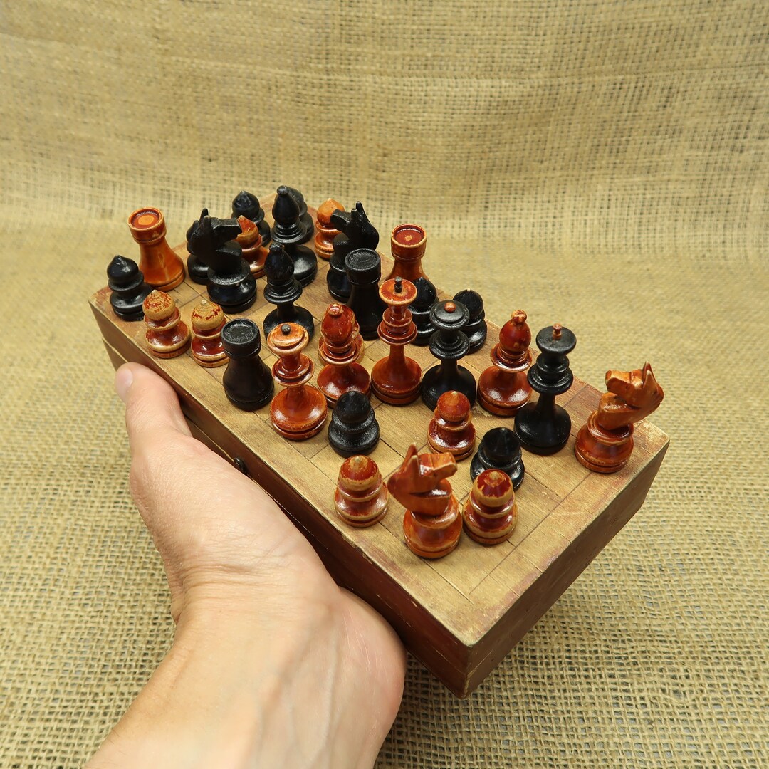 Wooden Miniature Chess Set 1957 Soviet Vintage Antiques Chess Set With ...