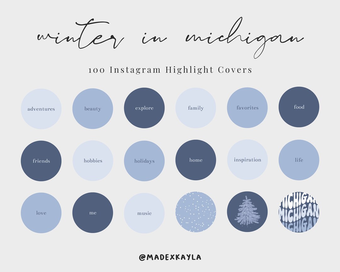 100 Winter Blue IG Highlight Covers | Winters in Michigan | Made X ...