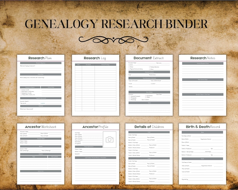 Genealogy Research Binder Printable, Family Tree Organizer, Ancestry ...