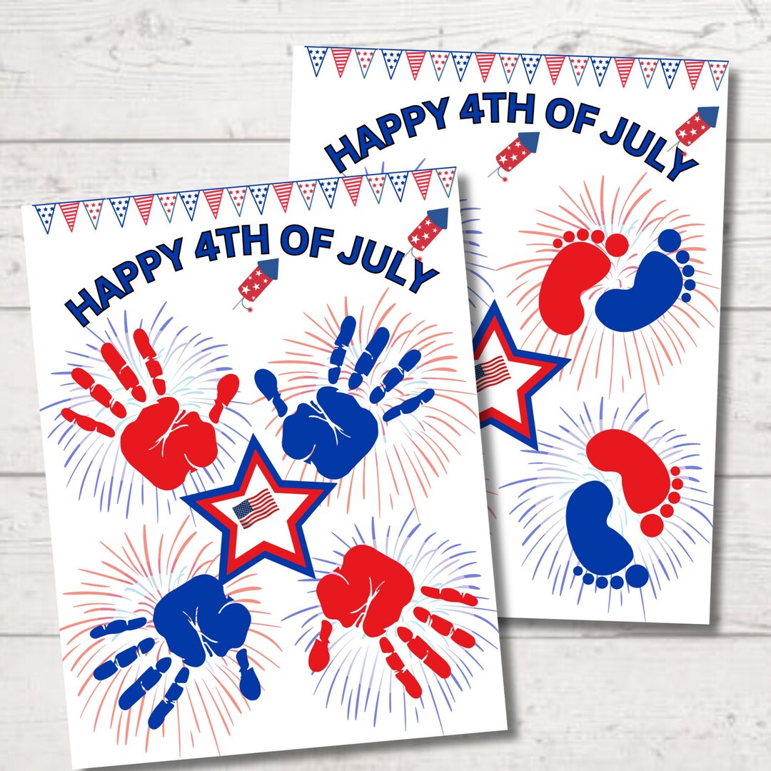 4th of July Handprint Footprint Art, Kids Craft , Happy 4th of July ...