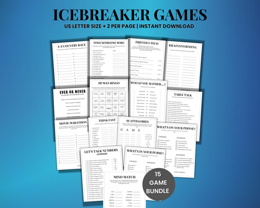 Icebreaker Games Printable, Party Conversation Starters for Groups to ...