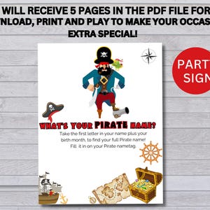 What's Your Pirate Name Game NAME Tags + SIGN, Pirate Birthday, Ahoy ...
