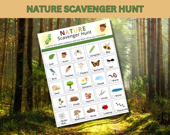 Nature Scavenger Hunt, Camping Treasure Hunt Printable, Scavenger Hunt ...