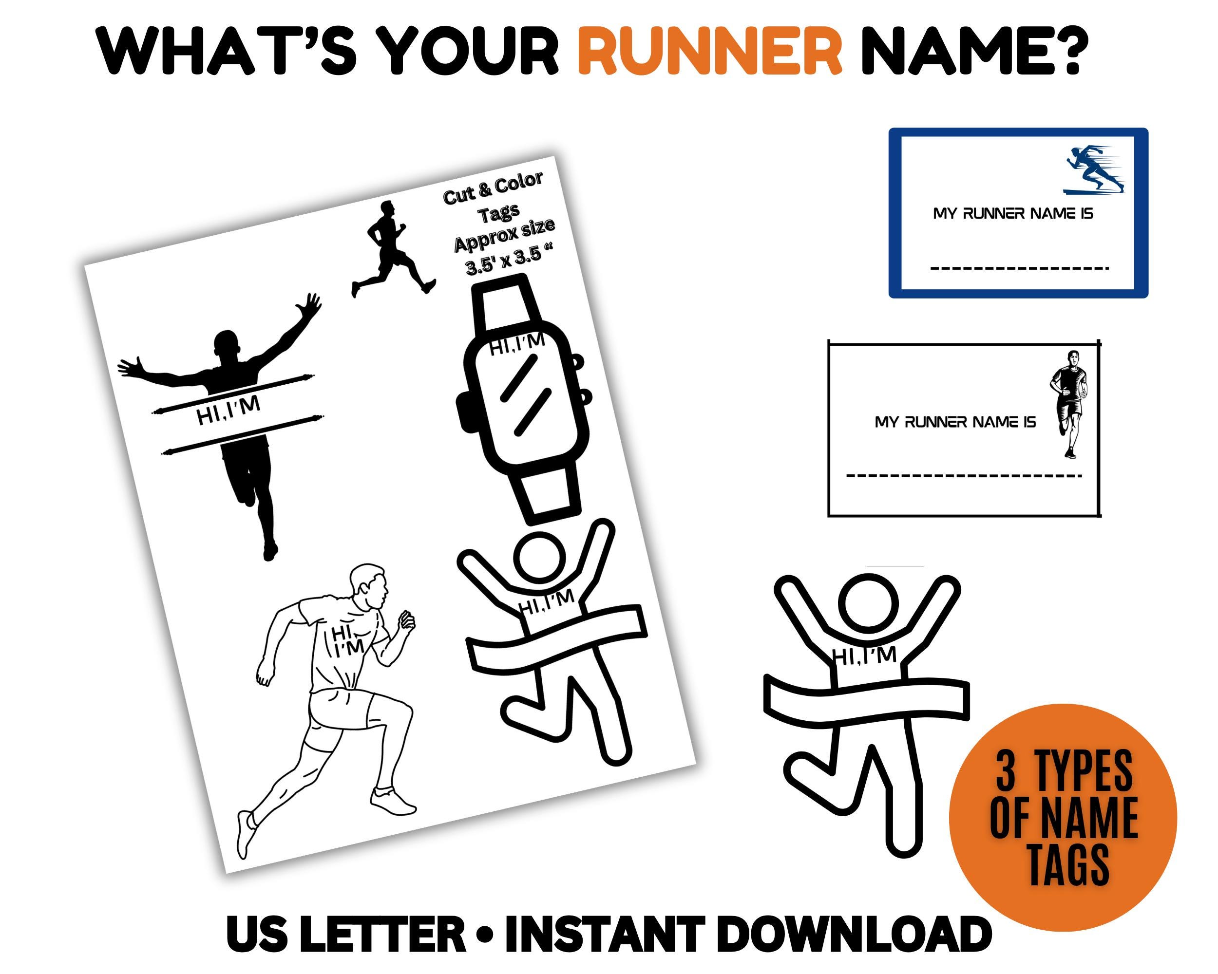 What's Your Runner Name Game, NAME TAGS + SIGN, Athletics Themed Sports ...
