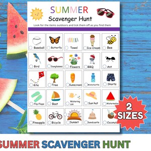 Printable Summer Scavenger Hunt, Outdoor Activity for Kids, Nature ...
