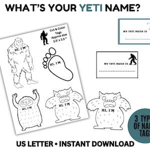 What's Your Yeti Name Game NAME TAGS & SIGN, Yeti Birthday Party ...