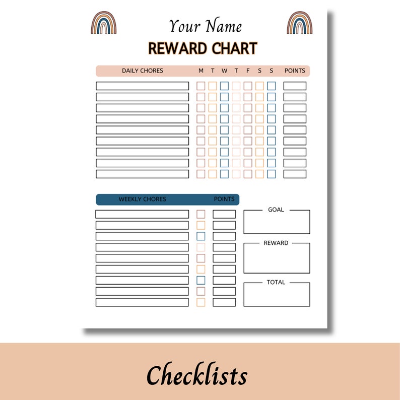 Editable Responsibility Chart for Kids. Daily, Weekly Schedule ...