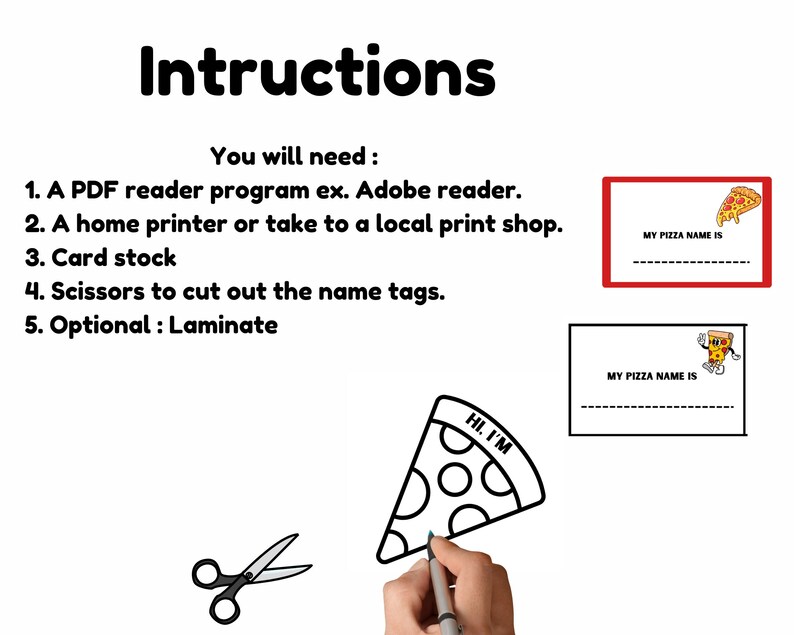 What's Your Pizza Name Game NAME TAGS + SIGN, Pizza Birthday Party ...