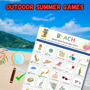 Printable Beach Scavenger Hunt, Outdoor Game Activity for Kids, Nature ...