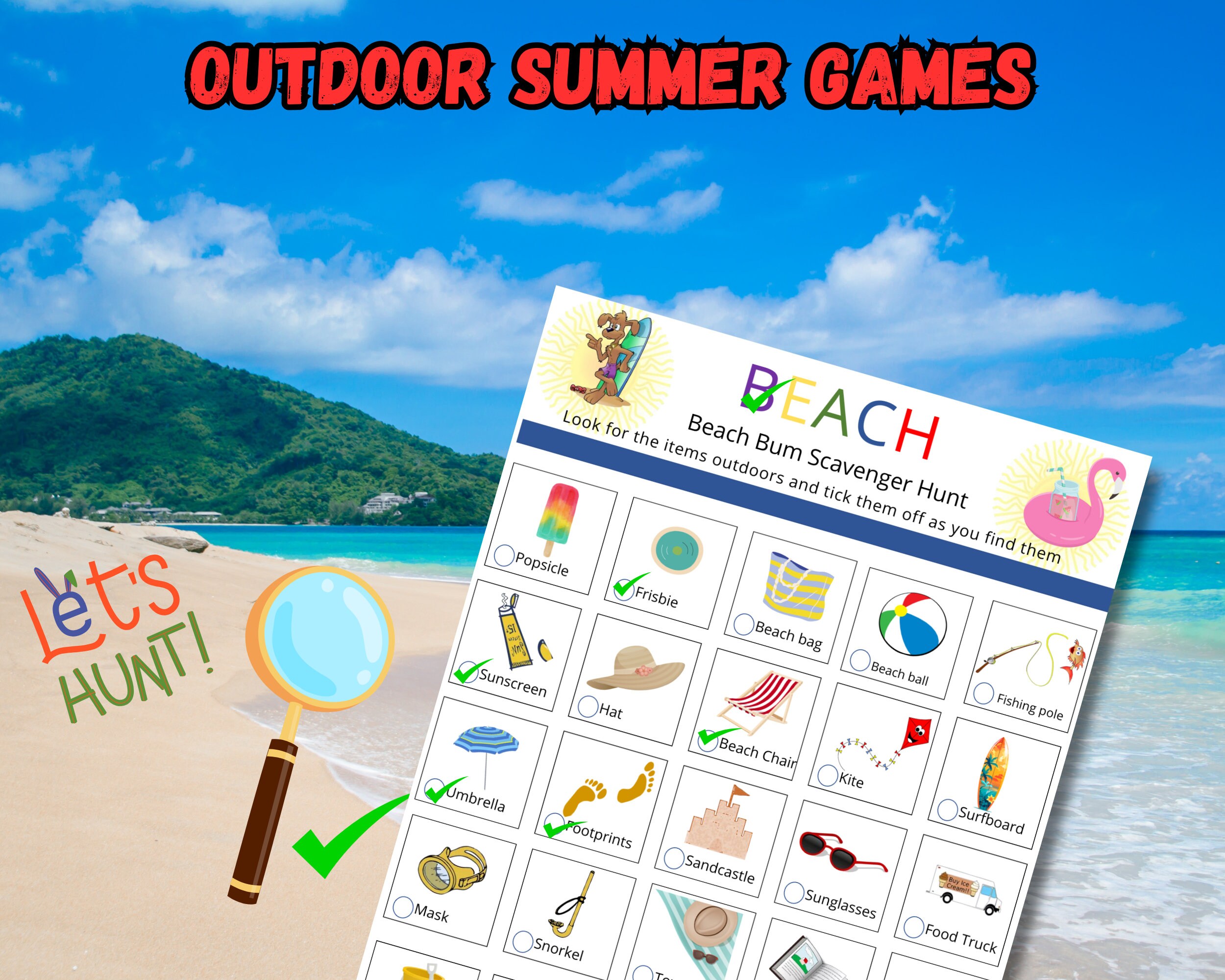 Printable Beach Scavenger Hunt, Outdoor Game Activity for Kids, Nature ...