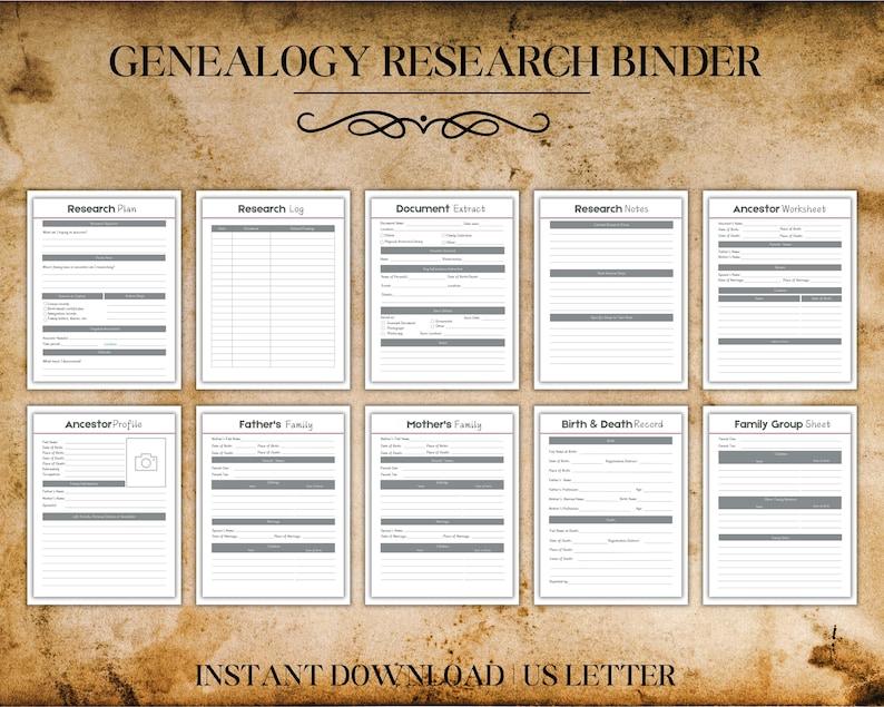 Genealogy Research Binder Printable, Family Tree Organizer, Ancestry ...