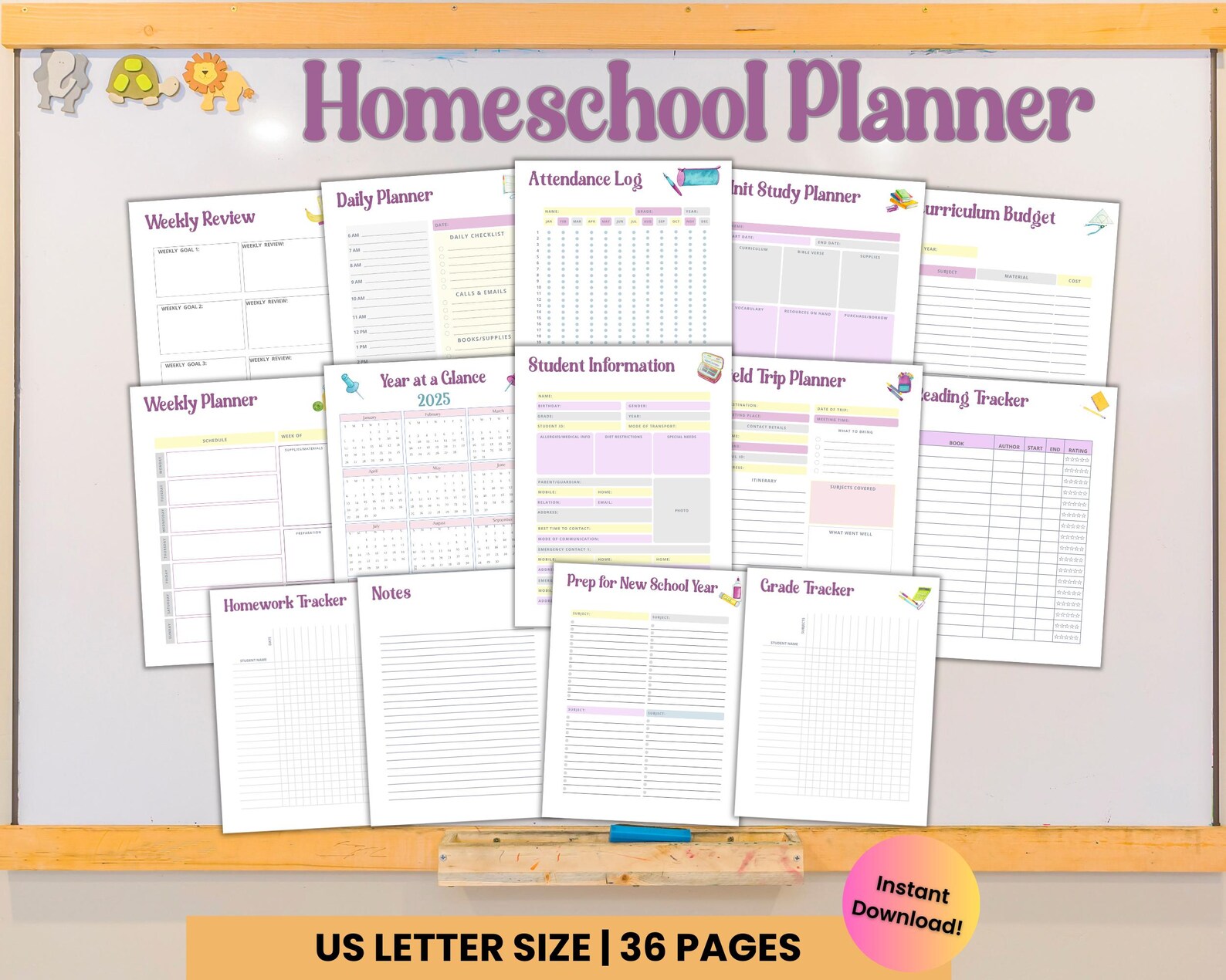 Printable Homeschool Planner, Homeschooler Mom Organizer Binder ...