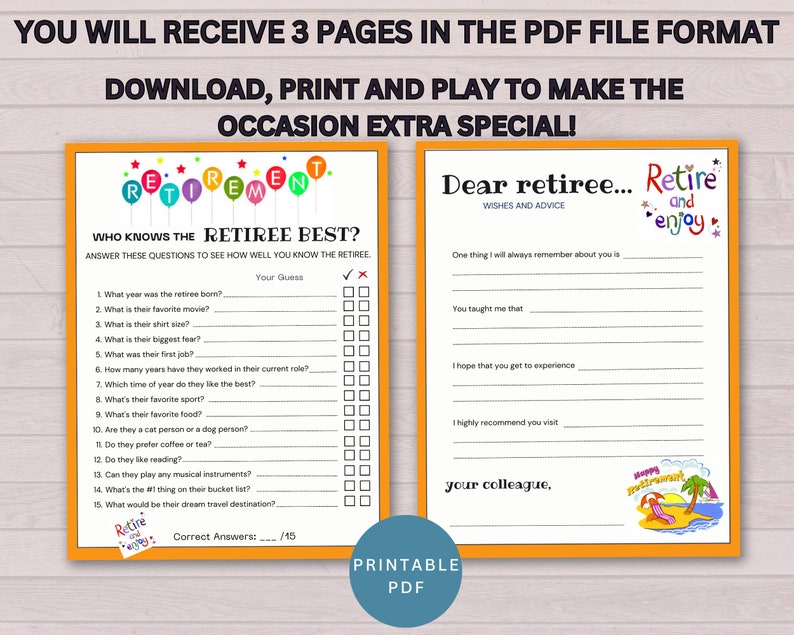 Retirement Party Game Printable, Who Knows the Retiree What Would the ...