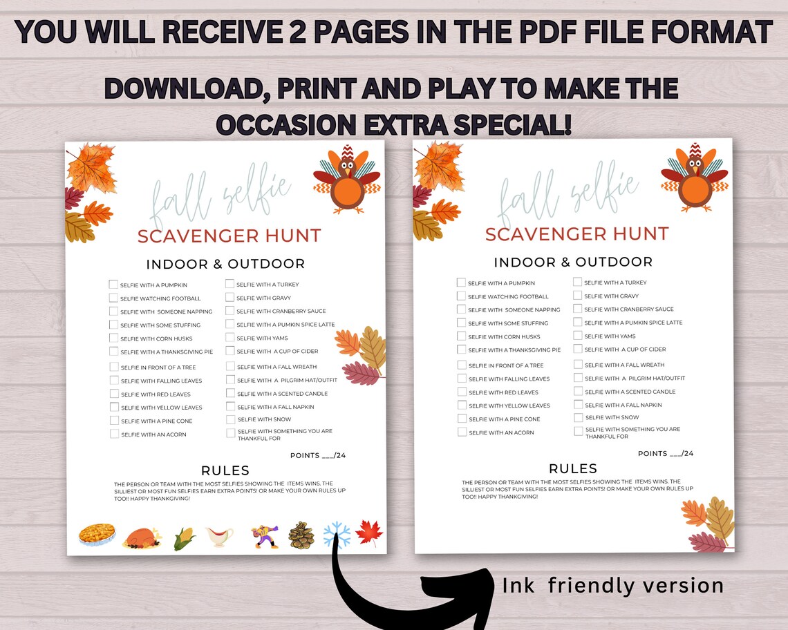 Thanksgiving Scavenger Hunt, Photo Hunt, Thanksgiving Family Activity ...