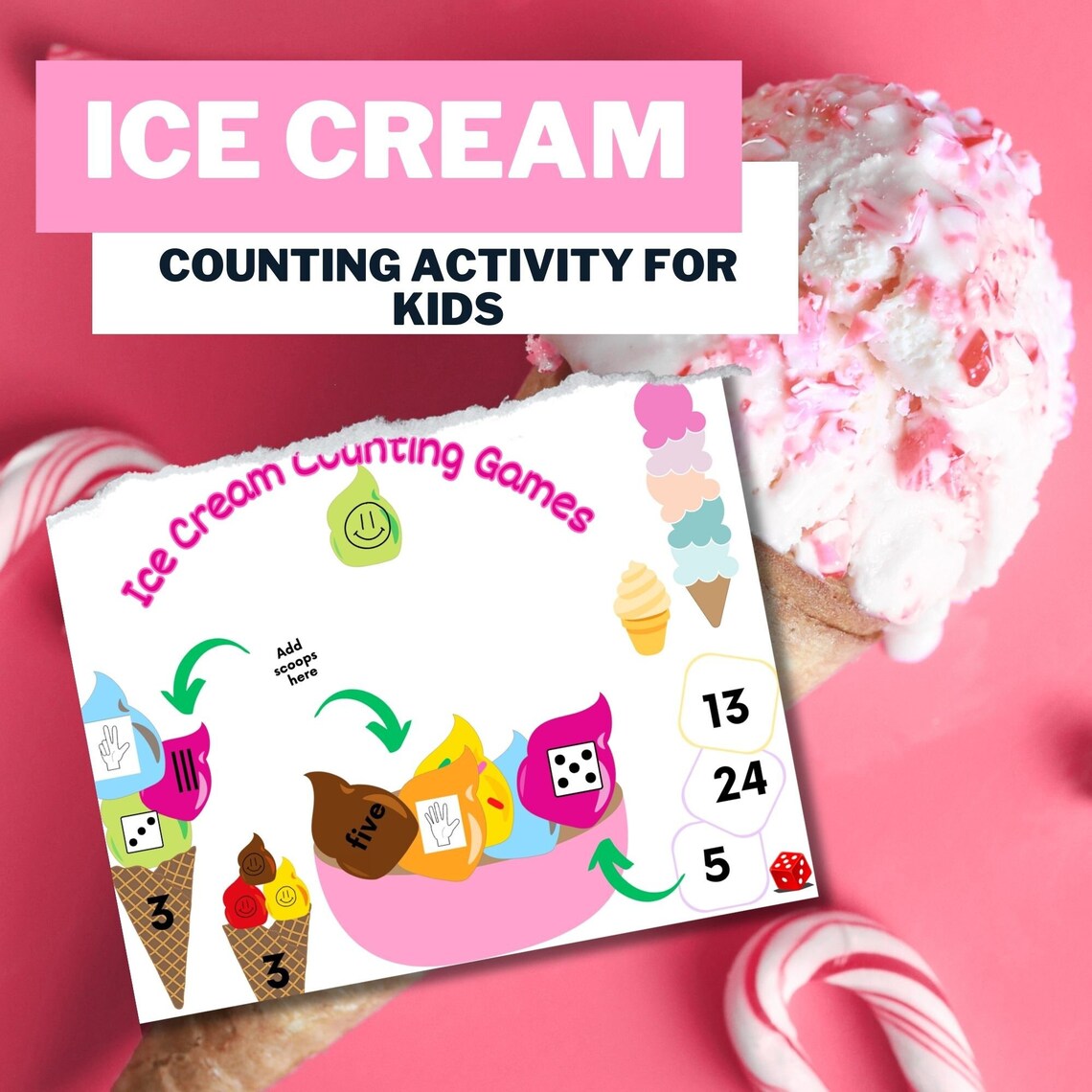 Ice Cream Counting Activity, Printable Game for Toddlers and ...
