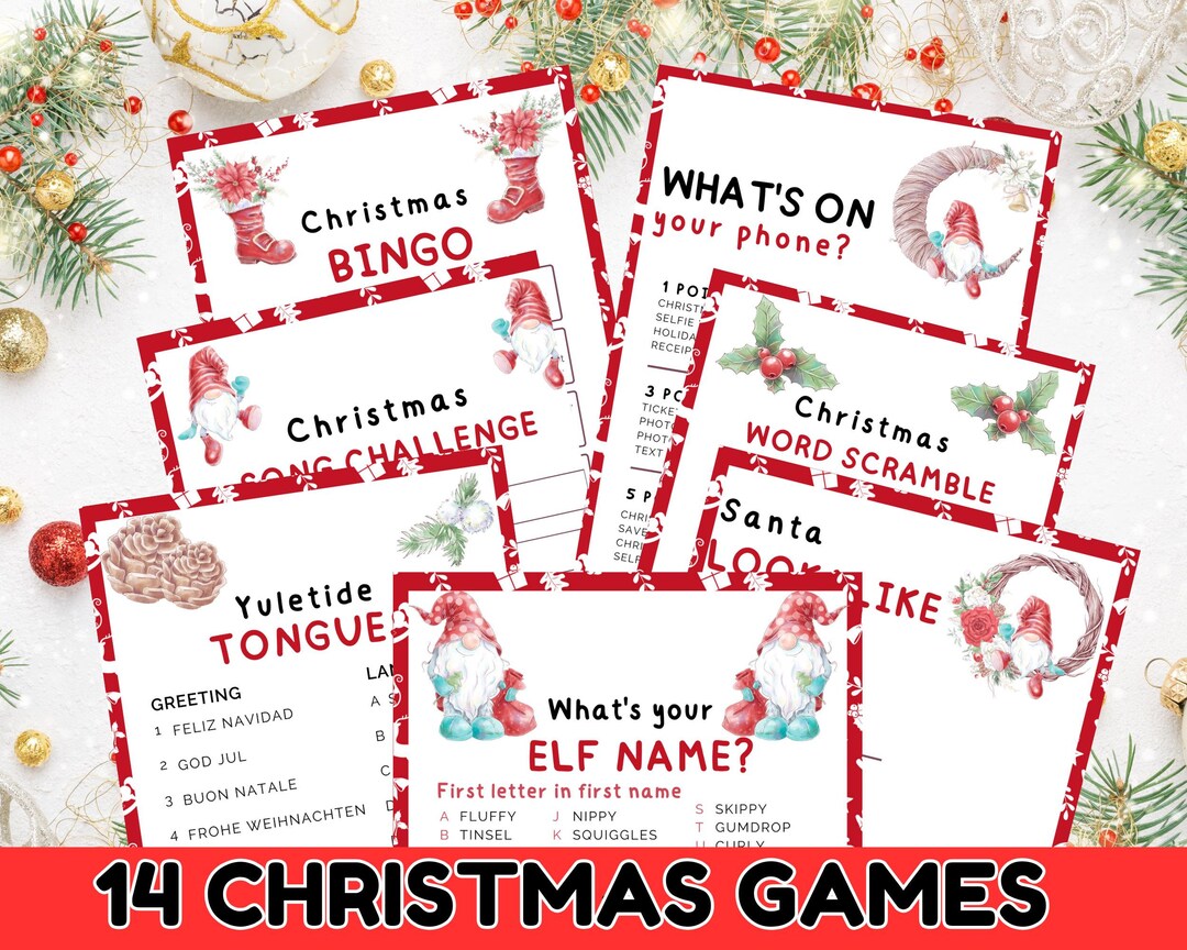 Fun Christmas Games, Holiday Games Bundle Printable, Festive Family ...