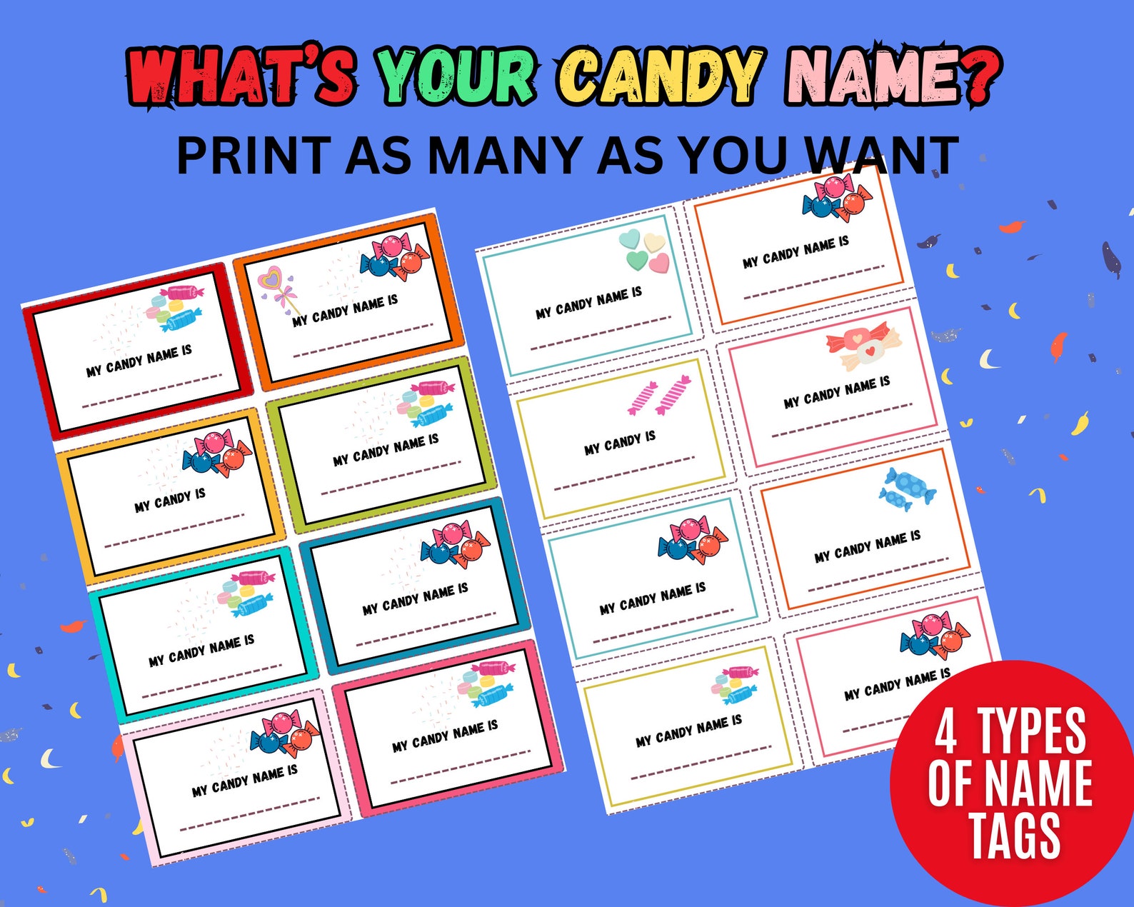 What's Your Candy Name Game With NAME TAGS + SIGN, Candy Party Idea, Birthday, Classroom, Baby ...