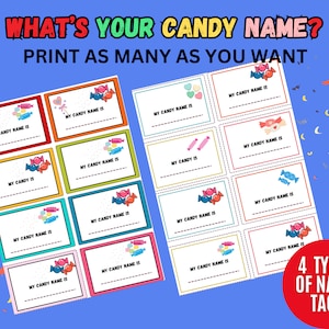 What's Your Candy Name Game With NAME TAGS + SIGN, Birthday, Classroom ...