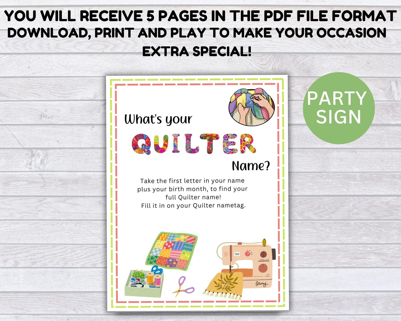 What's Your Quilter Name Game NAME TAGS + SIGN, Quilt Retreat Quilt ...