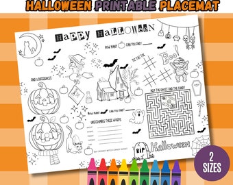 Halloween Coloring Placemat Printable Halloween Party Coloring Page ...